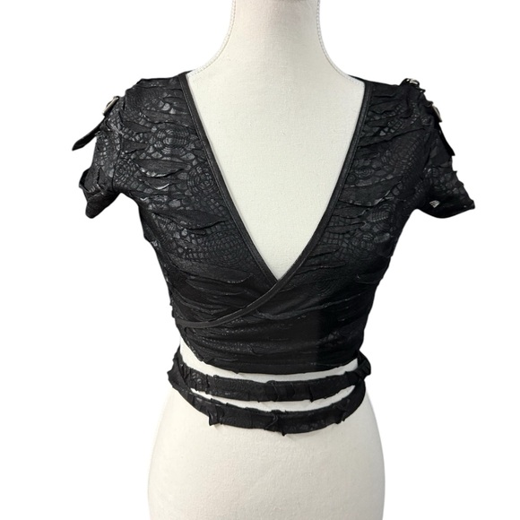 Punk Rave | Tops | Punk Rave Goth Crop Top Wrap Style Size Xs S Nwt ...